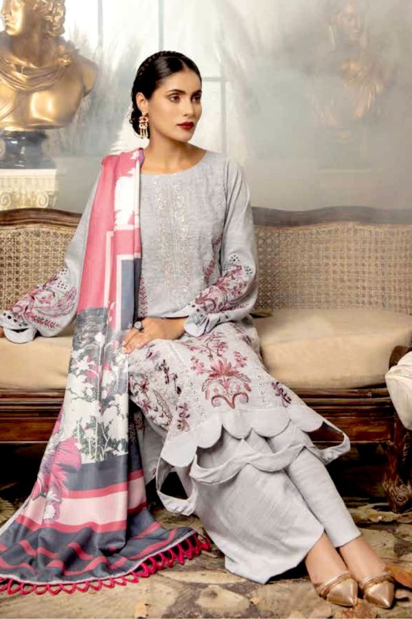 Tehzeeb by Riaz Arts · Embroidered Leather Peach Shirt with Digital Pa – YourLibaas