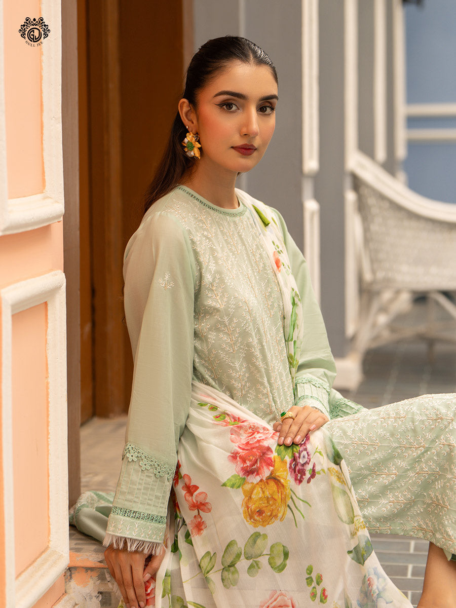 GullJee Ayaneh Sea Green Pakistani Lawn Suit | GANH2401A8 | Spring/Summer Collection – YourLibaas