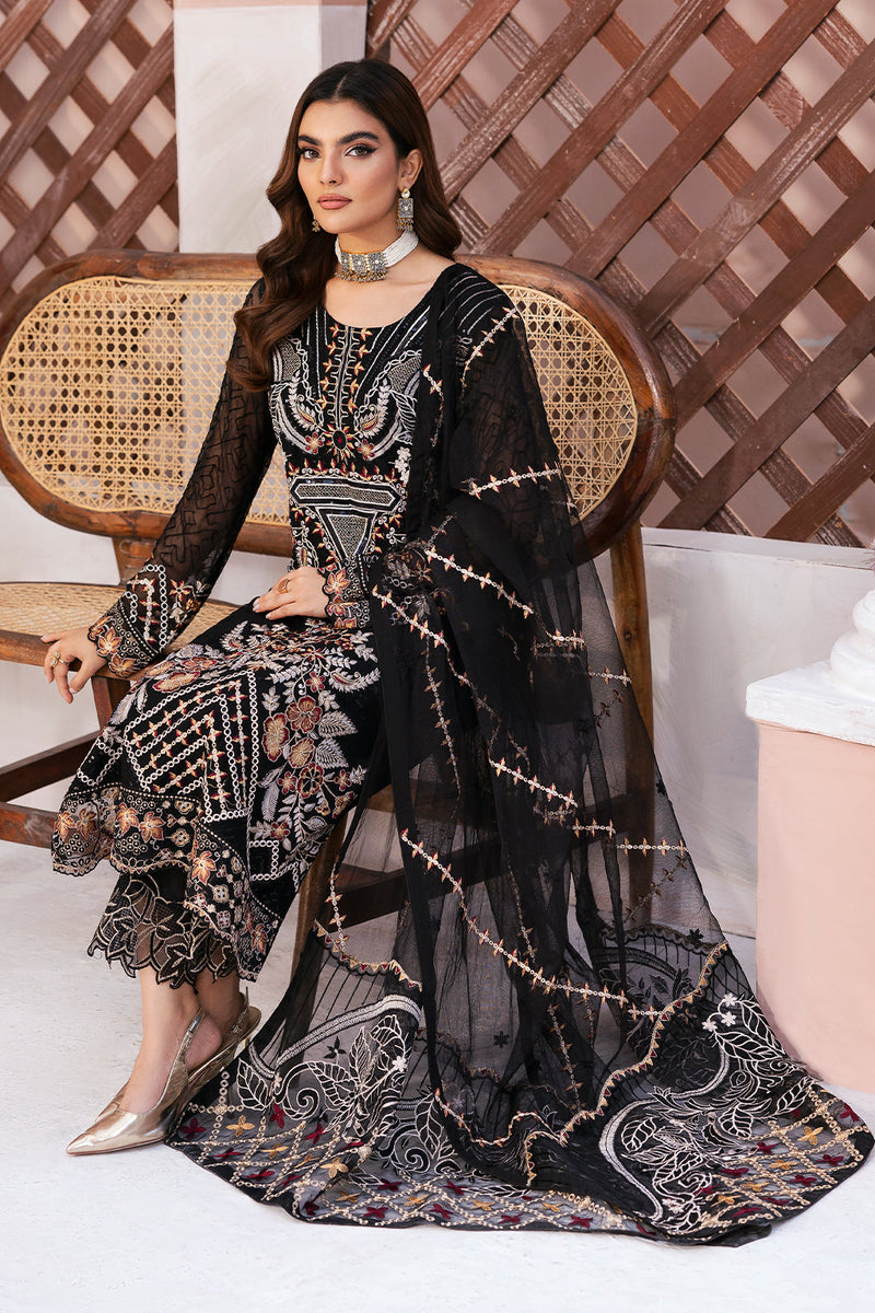 Ramsha Arzoo Black Chiffon Formal Pakistani Suit U-107 – YourLibaas
