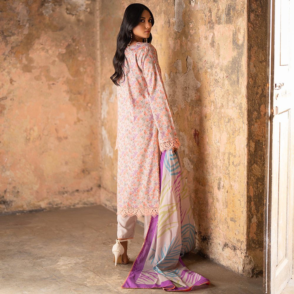 Salina Doriya Lawn Vol-2 SDV2-3: Peach Pakistani Lawn Suit for Daily Elegance – YourLibaas