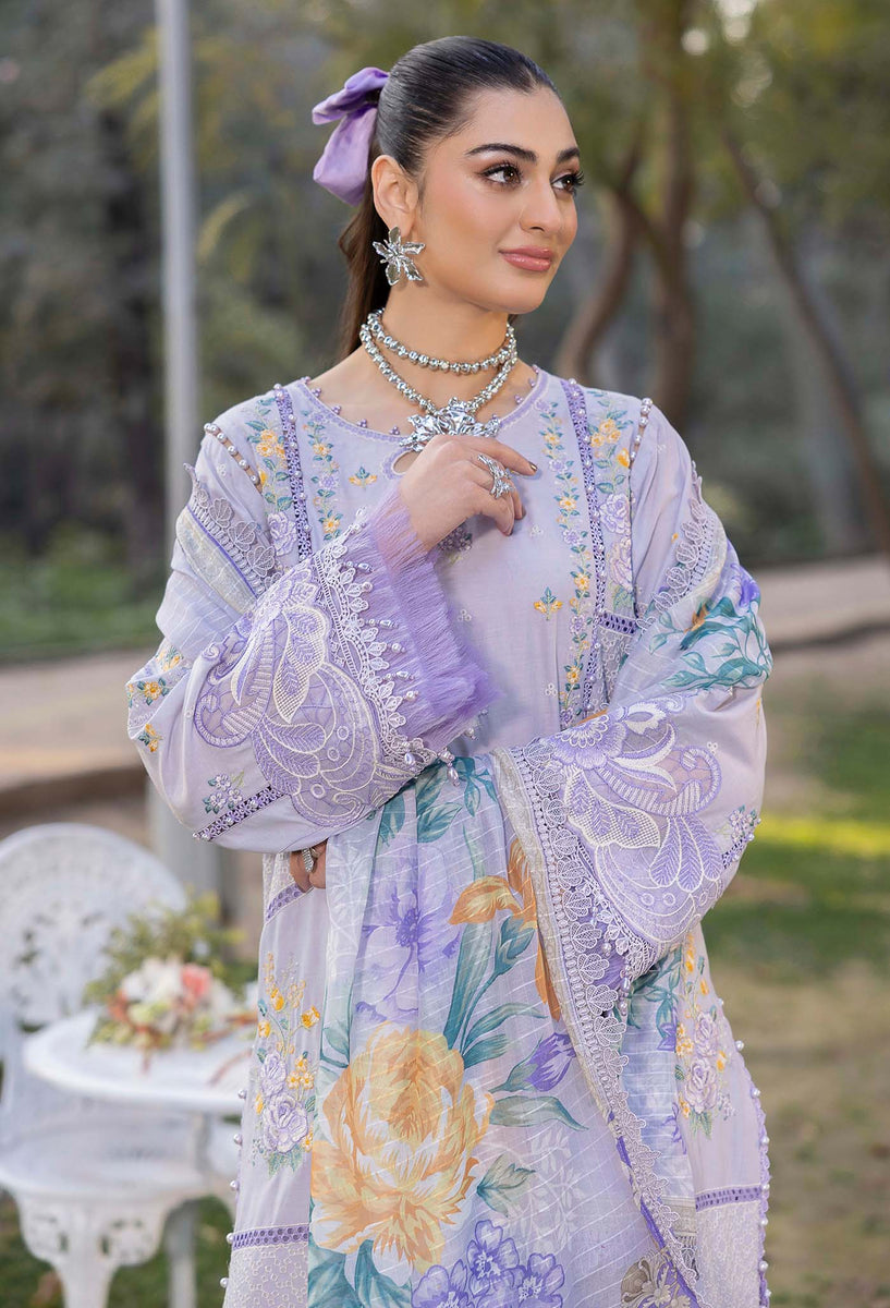 Adan's Libas Gull Rukh 2835: Lavender Pakistani Lawn Suit for Everyday Elegance – YourLibaas