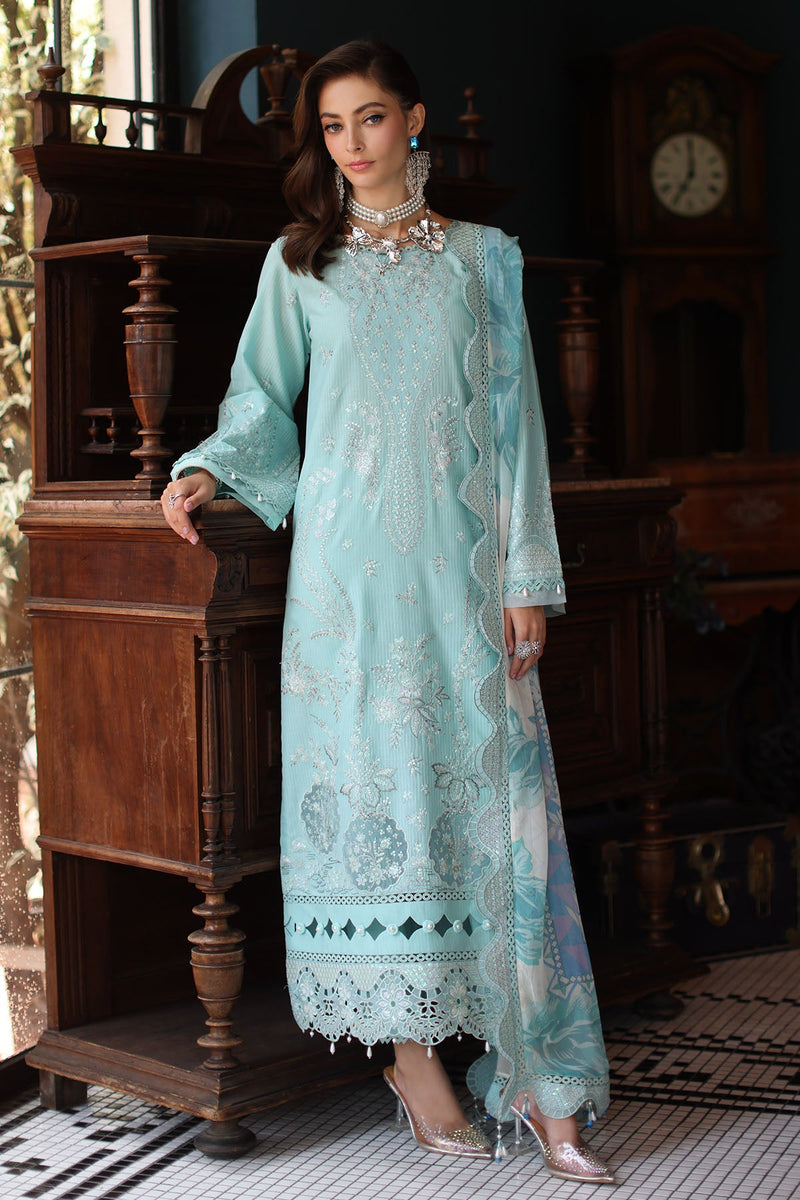 Nureh Maya Lawn NS-156: Exquisite Turquoise Blue Pakistani Lawn Suit – YourLibaas