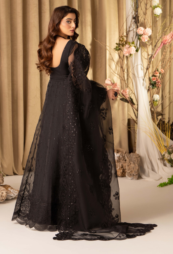 Humdum Luxury Black Chiffon Formal Pakistani Suit D15 - Perfect for Evening Wear – YourLibaas