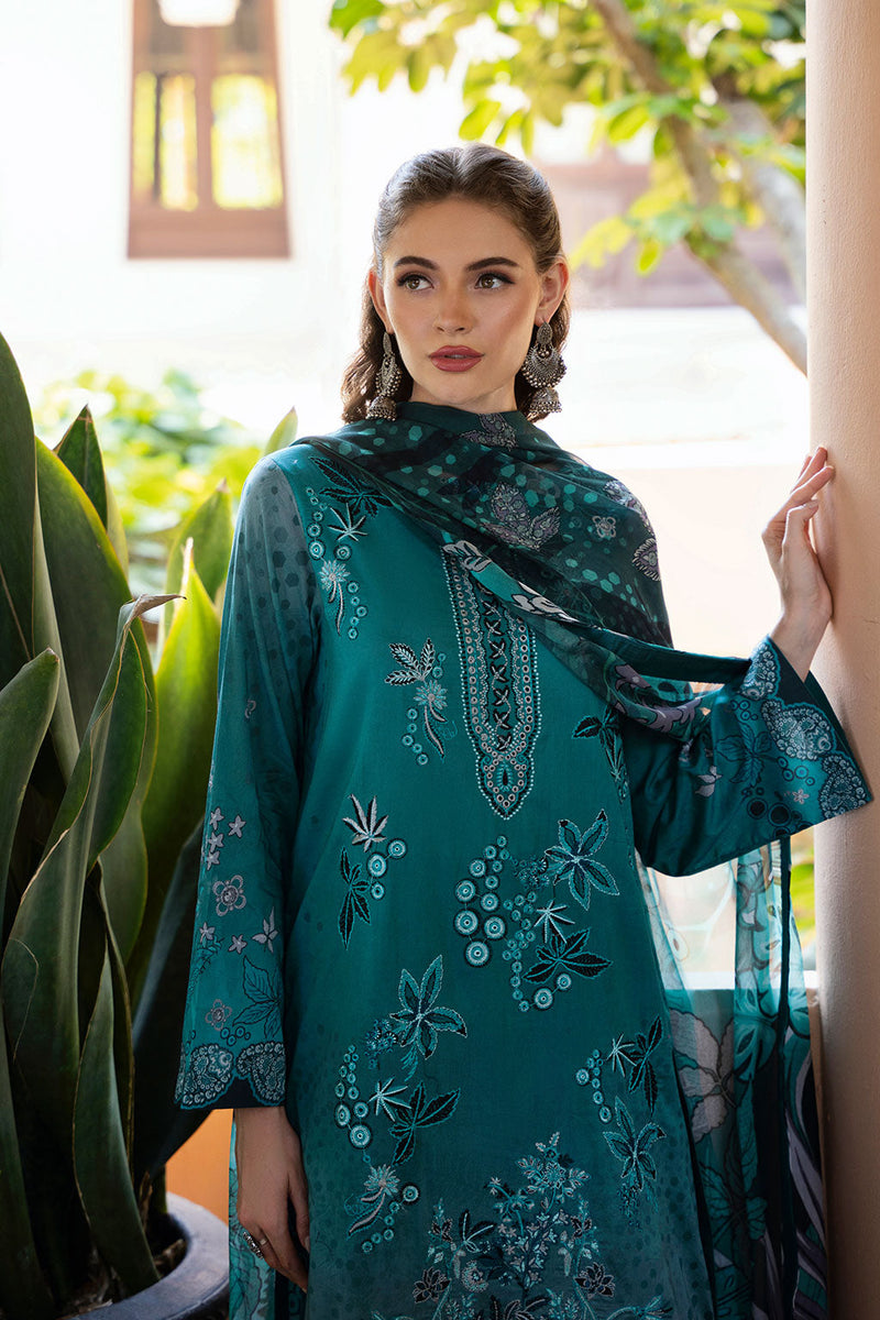 Ramsha Ghazal Summer Lawn Suit G-302: Teal Pakistani Lawn Suit for Daily Wear – YourLibaas