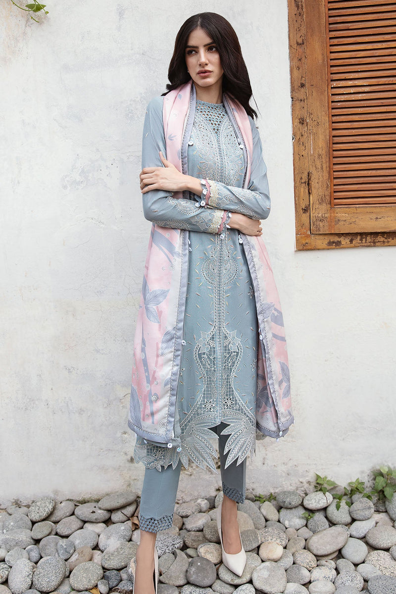 Jazmin Iris Fall Winter Collection 2023 – Embroidered Fine Slub IW23-D – YourLibaas