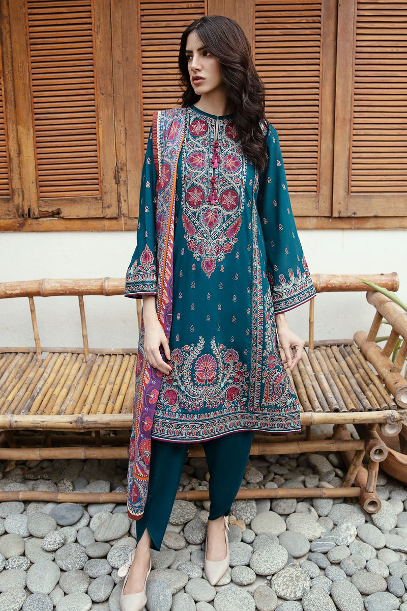 Jazmin Iris Fall Winter Collection 2023 – Embroidered Fine Slub IW23-D – YourLibaas