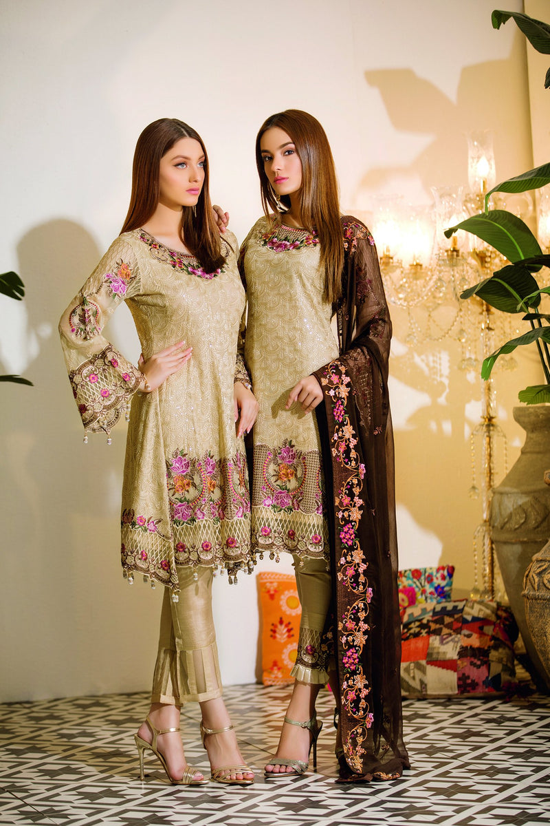 Ramsha Chevron Chiffon Collection 2019 – A-111 – YourLibaas