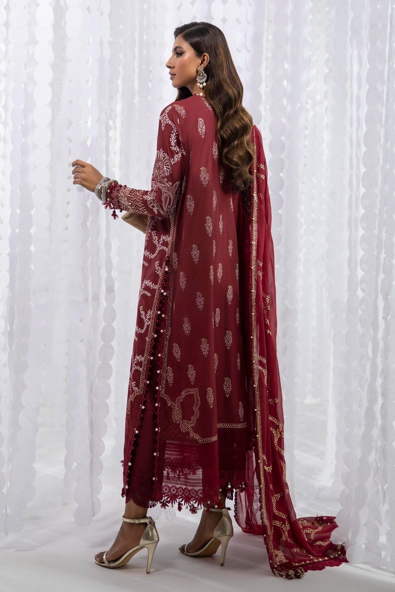 Sana Safinaz Kurnool Badla Collection Maroon Pakistani Lawn Suit – K221-001A-CZ – YourLibaas