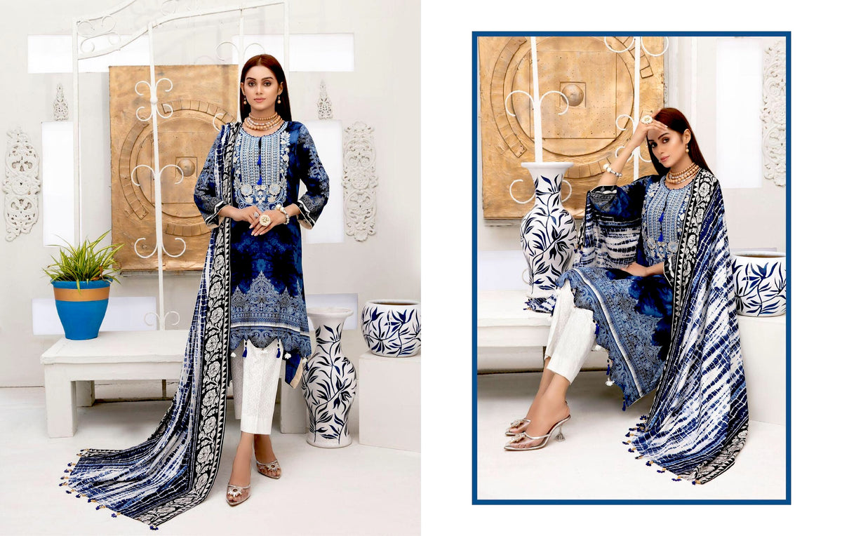 Amna Sohail by Tawakkal · Dilara Linen Print Collection – D-1986 – YourLibaas