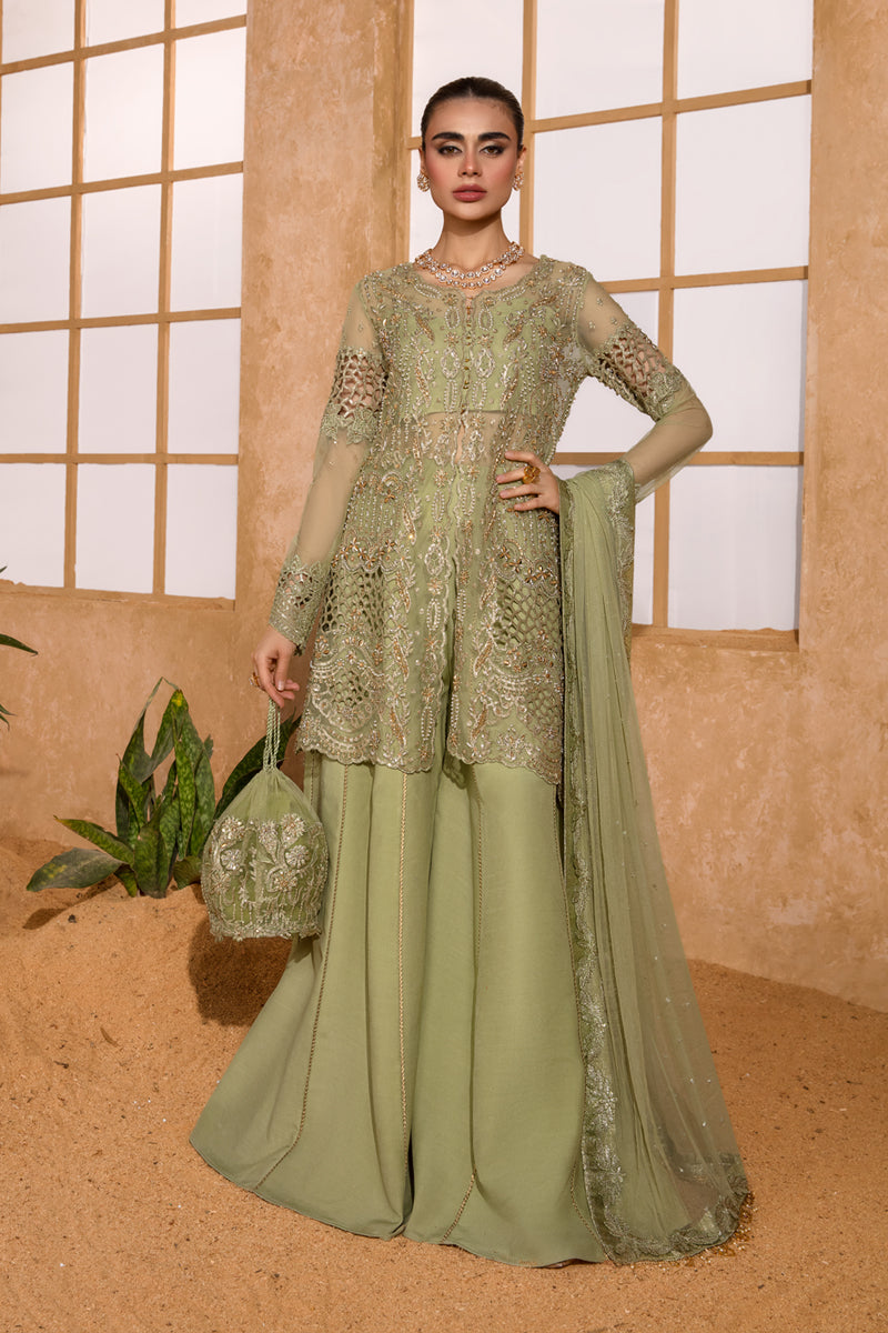 Rang Rasiya Chatoyer Mehr: Green Pakistani Net Wedding Suit | Perfect ...
