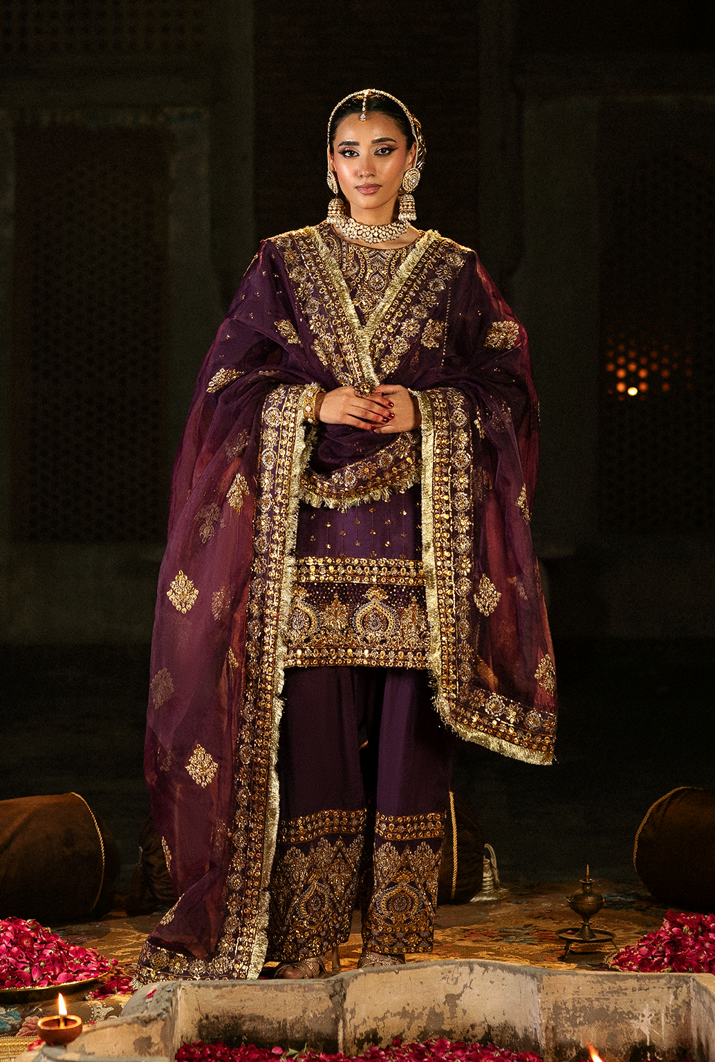 Saad Shaikh Arjumaand | Purple Raw Silk Formal Pakistani Suit for ...