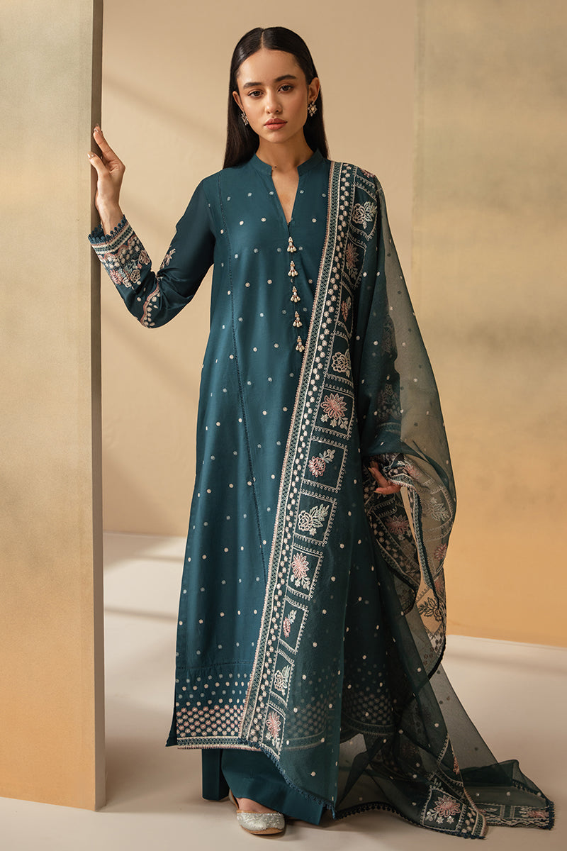 Cross Stitch Embroidered Mahiri Lawn – MIDNIGHT BLOOM – YourLibaas
