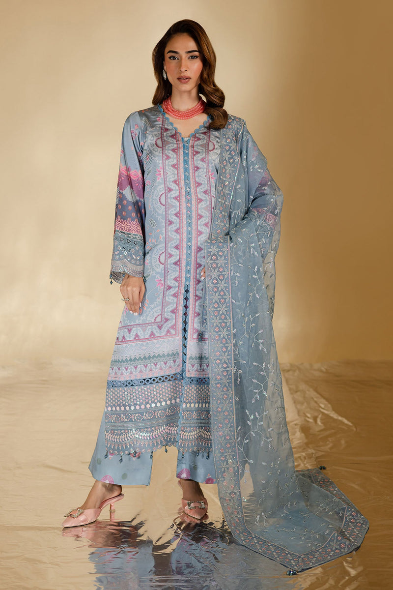 Nureh The Silk Edit S-23: Exquisite Blue Printed & Embroidered ...
