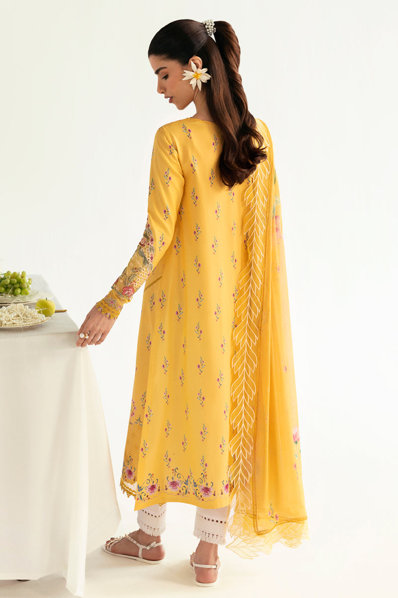 Qalamkar PQ-03 Mehr: Yellow Pakistani Lawn Suit | Perfect for Haldi ...