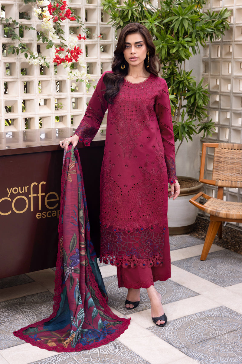 Rang Rasiya Carnation Luxury Festive Edit Lawn Aria - Maroon Pakistani ...
