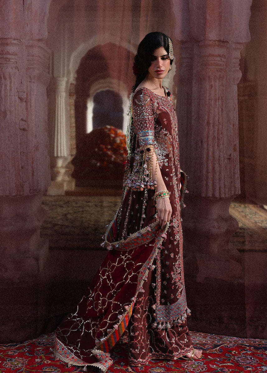 Apsara Dark Brown Embroidered Chiffon Suit | Pakistani Wedding Formal ...