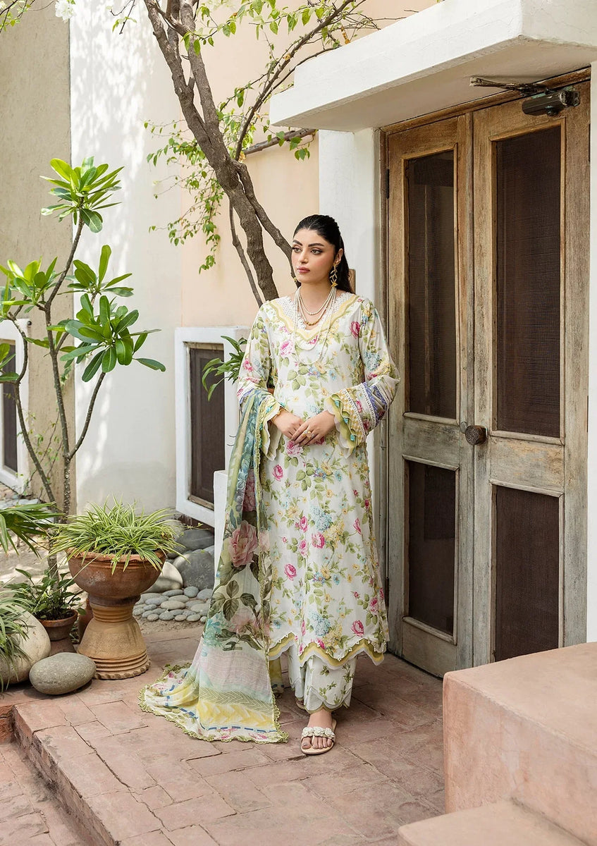 Elaf Prints Lawn ECD-5A Gladiolus Grace: Off White Pakistani Lawn Suit ...
