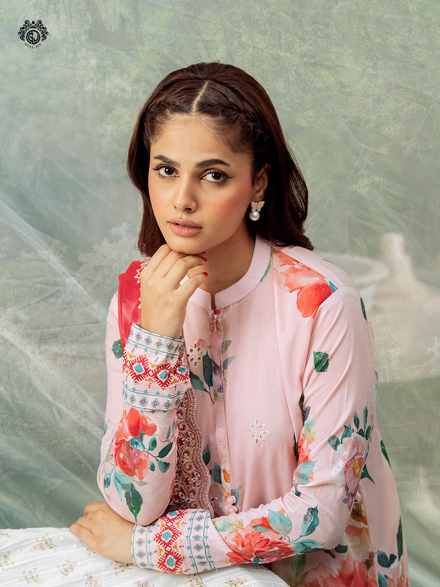 GullJee Morja Pink Embroidered Lawn Suit | Pakistani Summer Dress ...