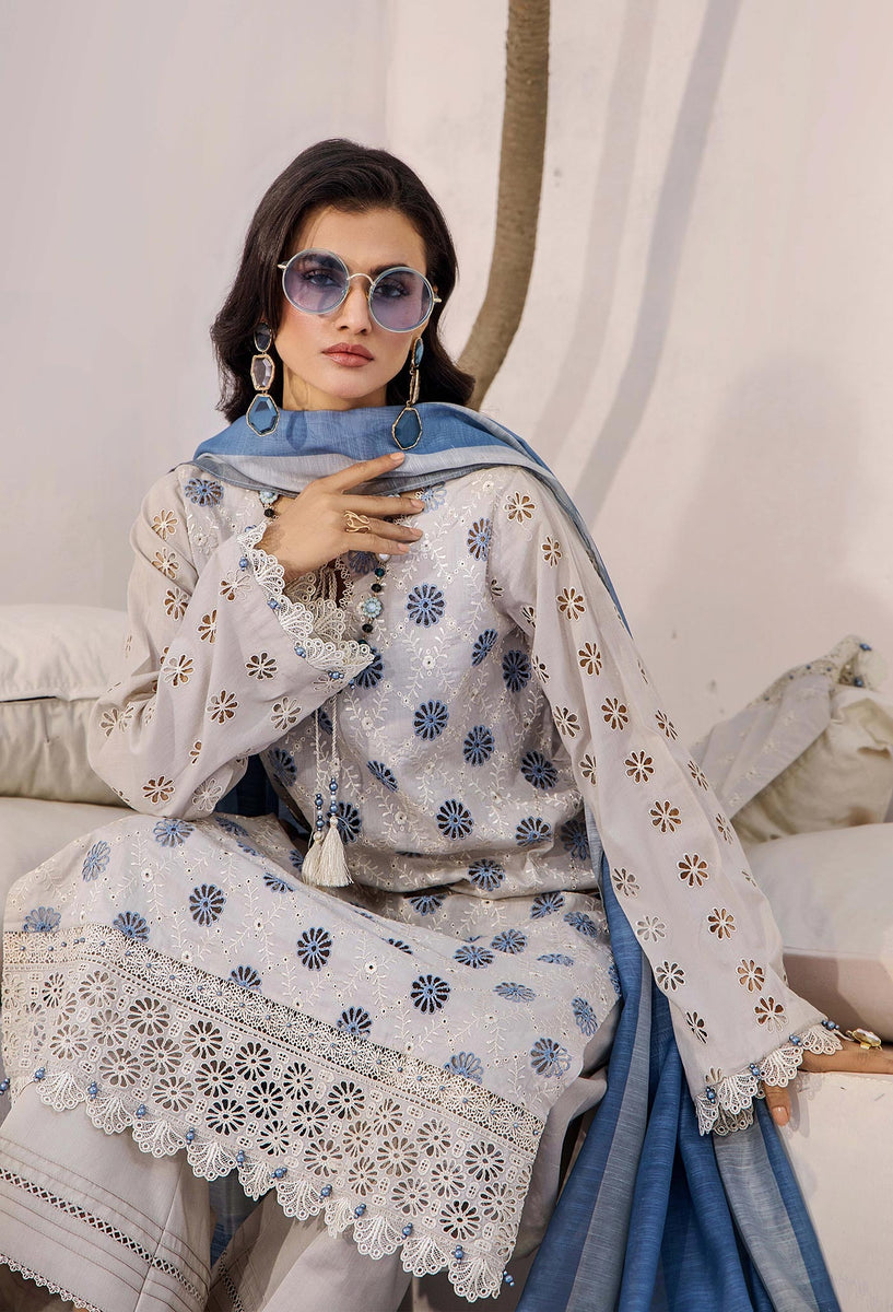 Adan's Libas Alora 8: Off White Pakistani Lawn Suit for Everyday ...