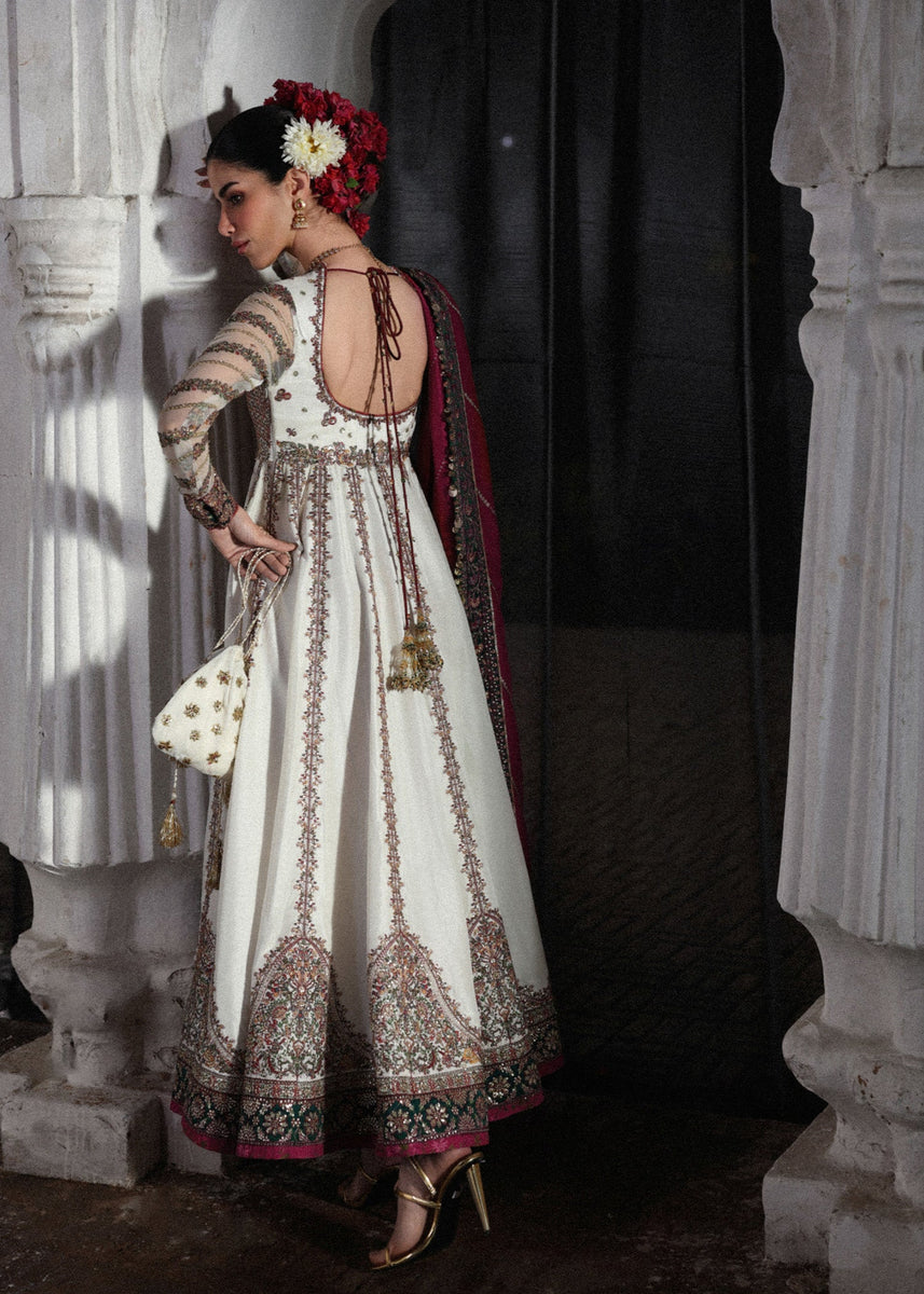 Off White Silk Pishwas Pakistani Suit | Hussain Rehar Wedding Formals ...