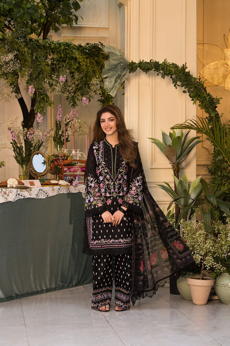 Sobia Nazir Vital Lawn Design 5A - Black Pakistani Lawn Suit Worn by ...