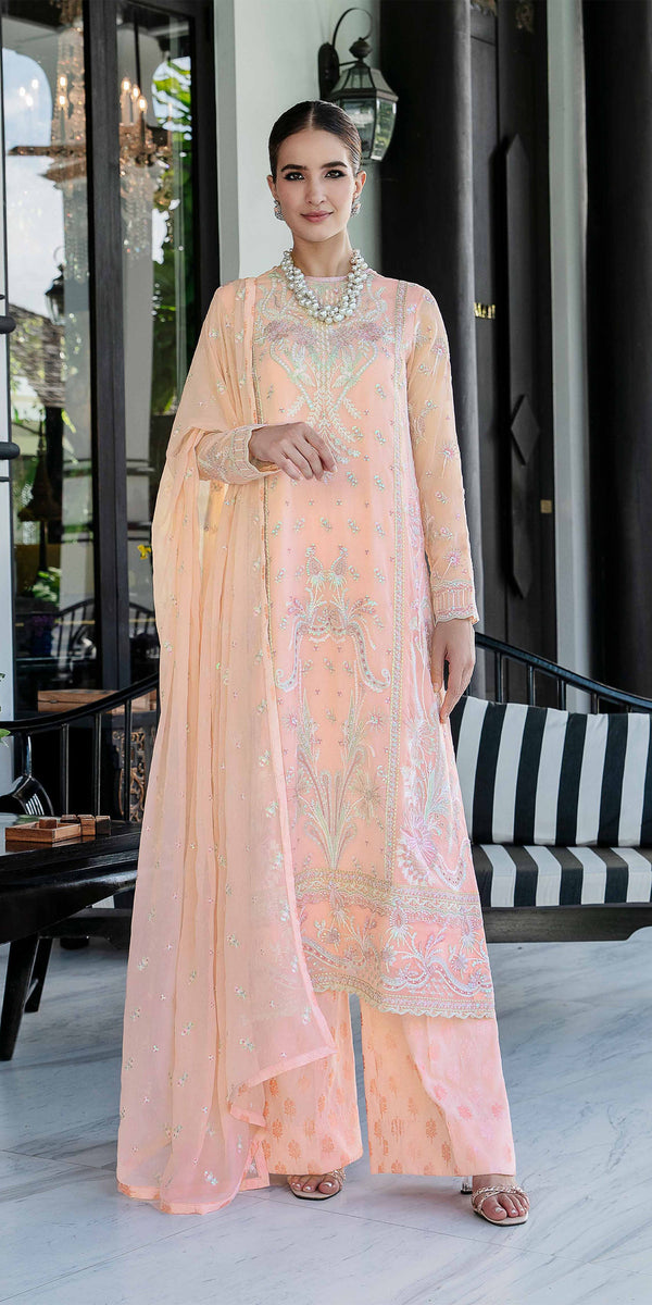 Freesia Intira Peach Chiffon Pakistani Suit – AIDA - FW23-509 | Formal ...