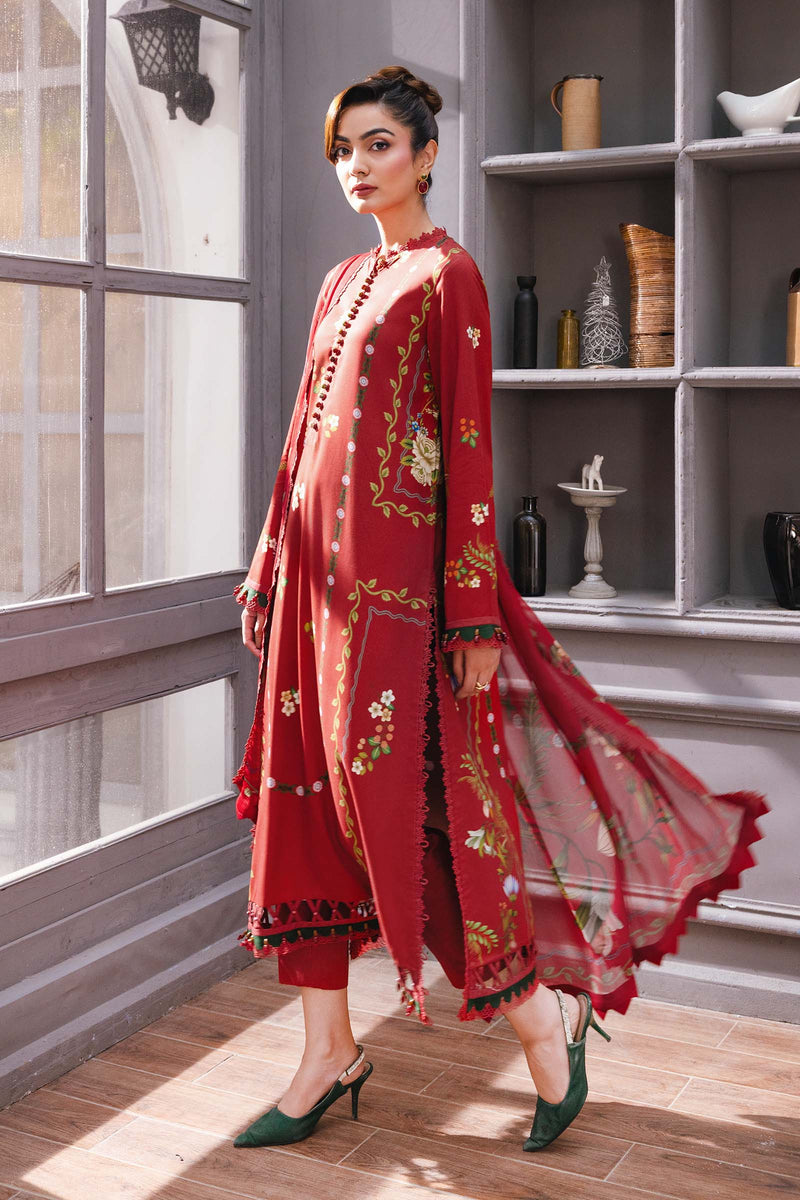 Red Marina Twill Pakistani Suit | MARIA.B Winter Edit | Formal Ethnic ...