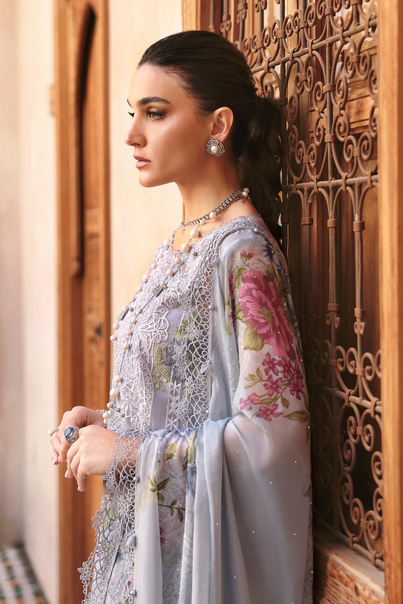 MARIA.B D-2509-B Ice Blue Embroidered Organza Pakistani Suit | Luxury ...