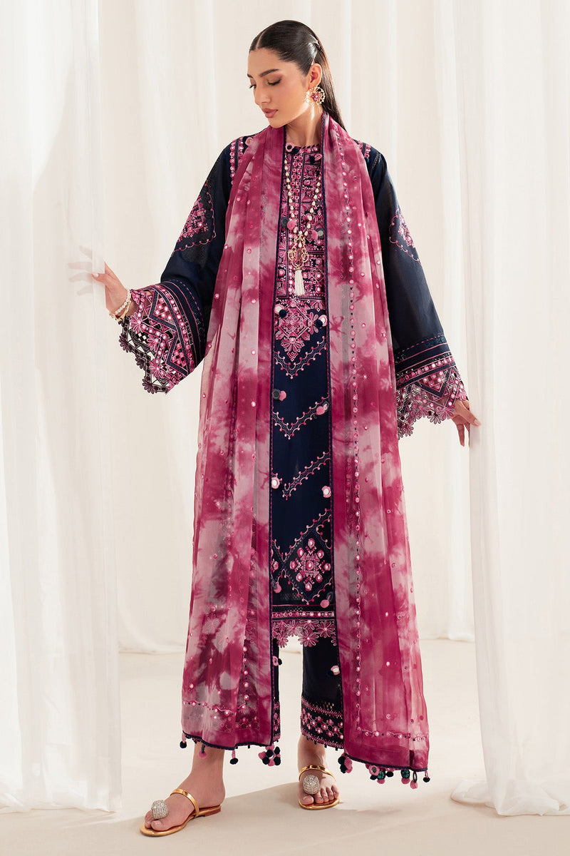 Jazmin Iris Luxury Lawn 2025 D01: Exquisite Navy Blue Pakistani Lawn ...