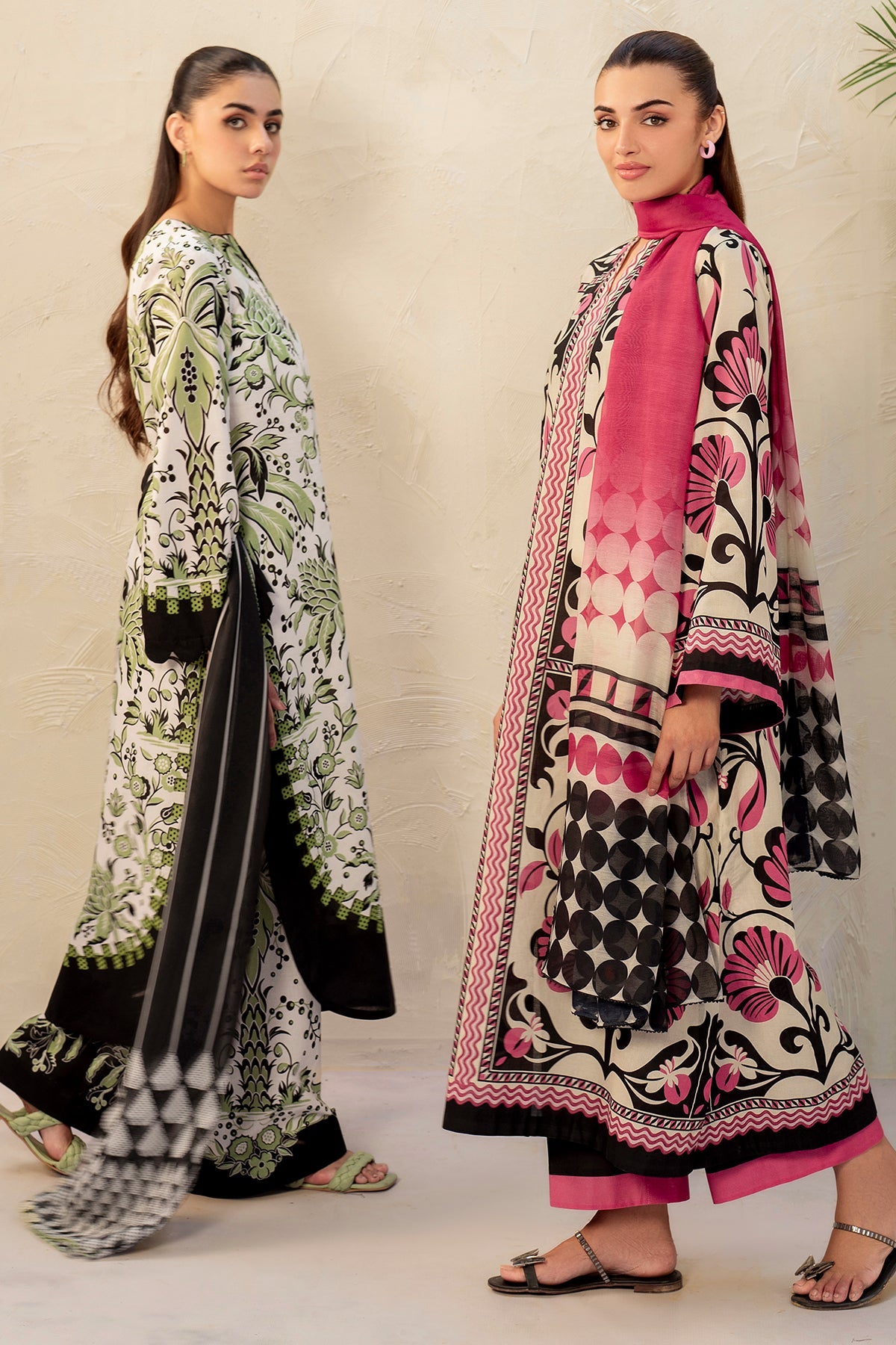 Jazmin Summer Basics D-9197: White Pakistani Lawn Suit | Digital Print ...