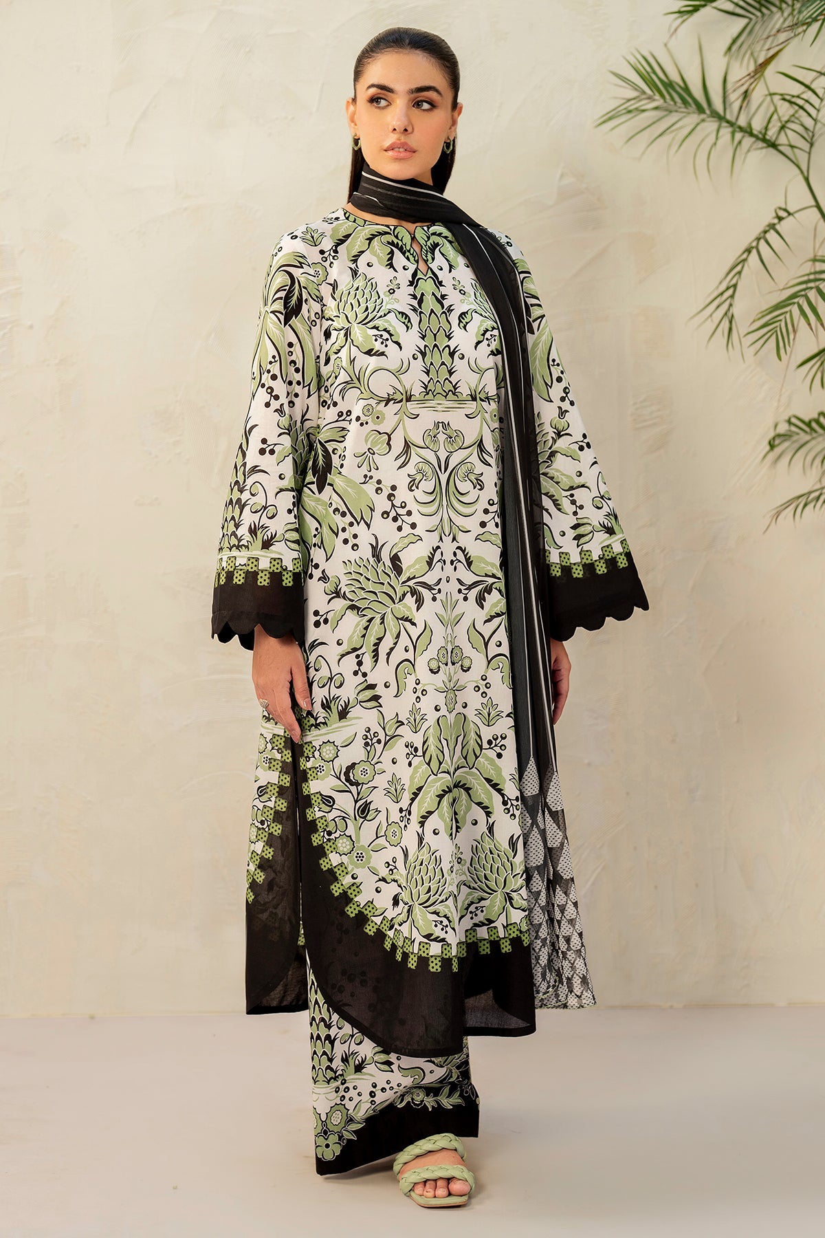 Jazmin Summer Basics D-9197: White Pakistani Lawn Suit | Digital Print ...