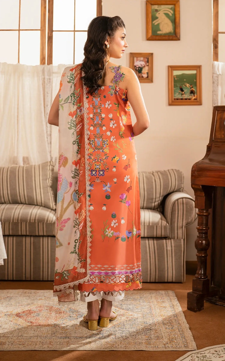 Asifa & Nabeel Naranji Orange Pakistani Lawn Suit | MVL25-01 – YourLibaas