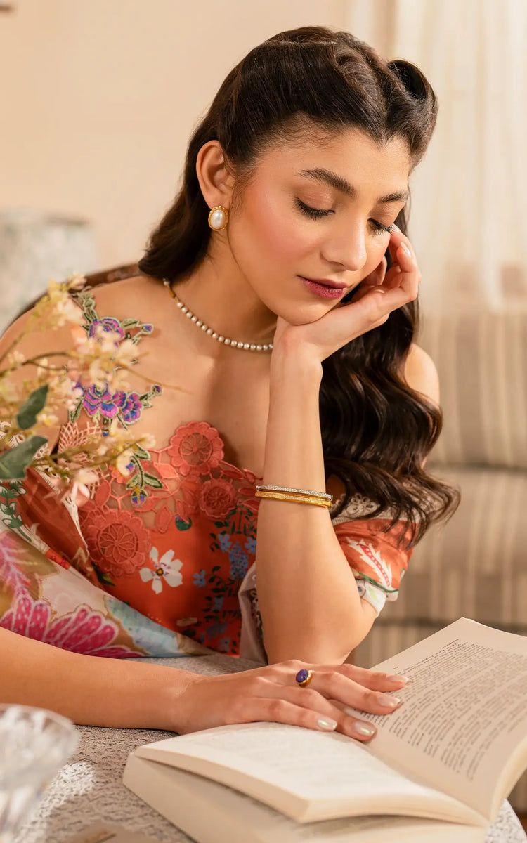 Asifa & Nabeel Naranji Orange Pakistani Lawn Suit | MVL25-01 – YourLibaas