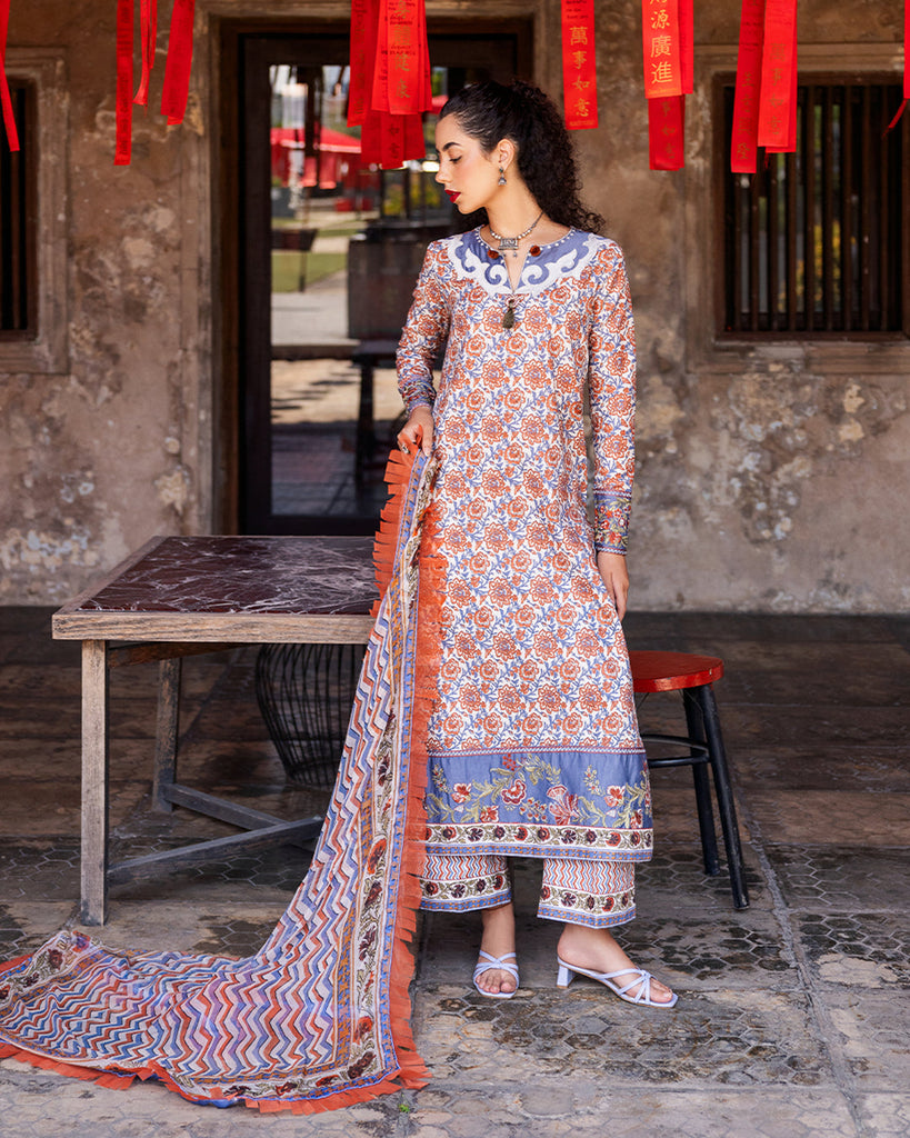 Roheenaz Taneez Block Print Lawn – Neda – YourLibaas