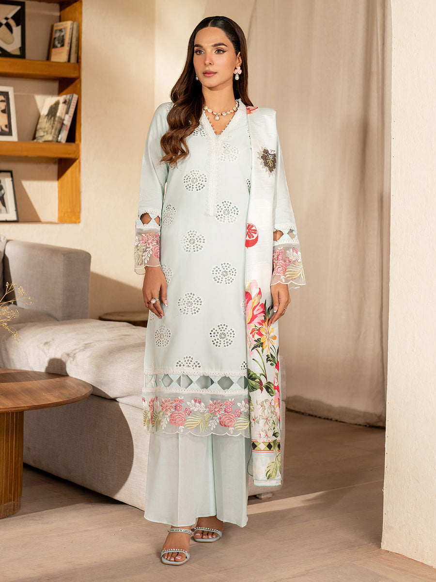 Mahnur Stella Luxury Lawn Suit - SL-01B | Elegant Off-White Pakistani ...