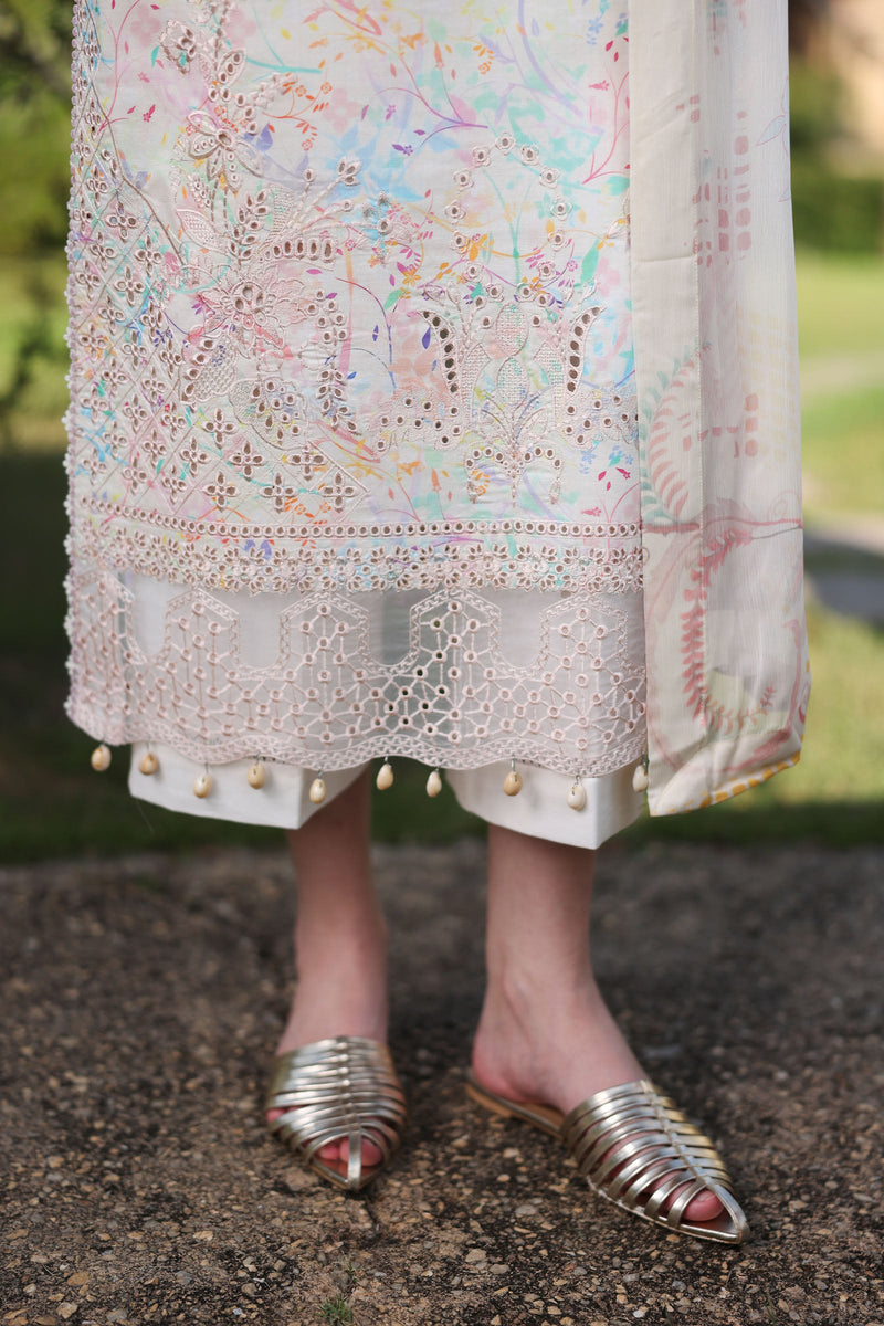 Rang Rasiya Off White Printed Lawn Suit – Pakistani Summer Party Wear ...