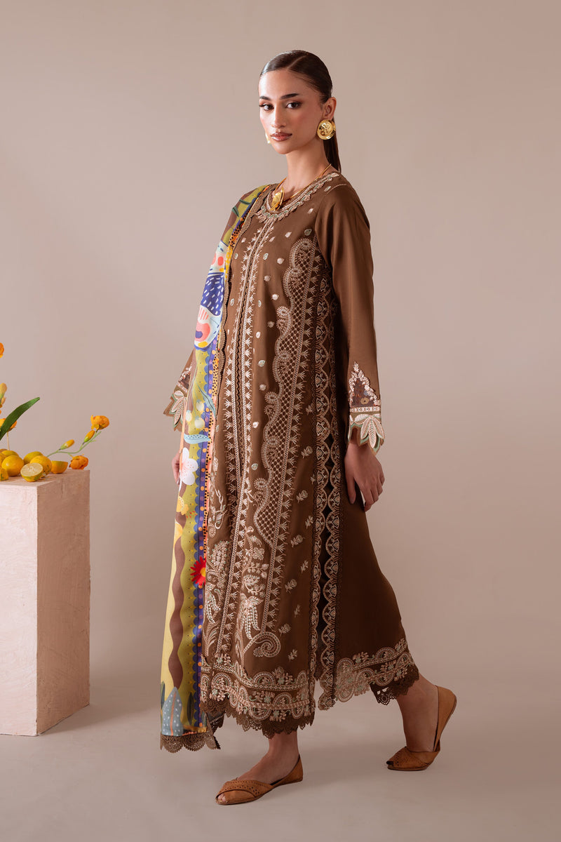Embroidered Brown Viscose Pakistani Suit | Aabyaan ZARRAH | Formal ...