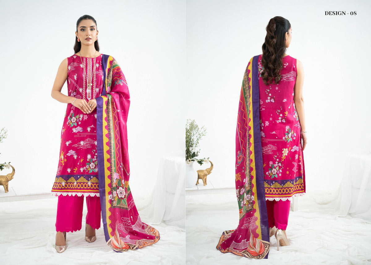 Lalam by Binaas D-08: Pink Pakistani Lawn Suit for Spring/Summer ...
