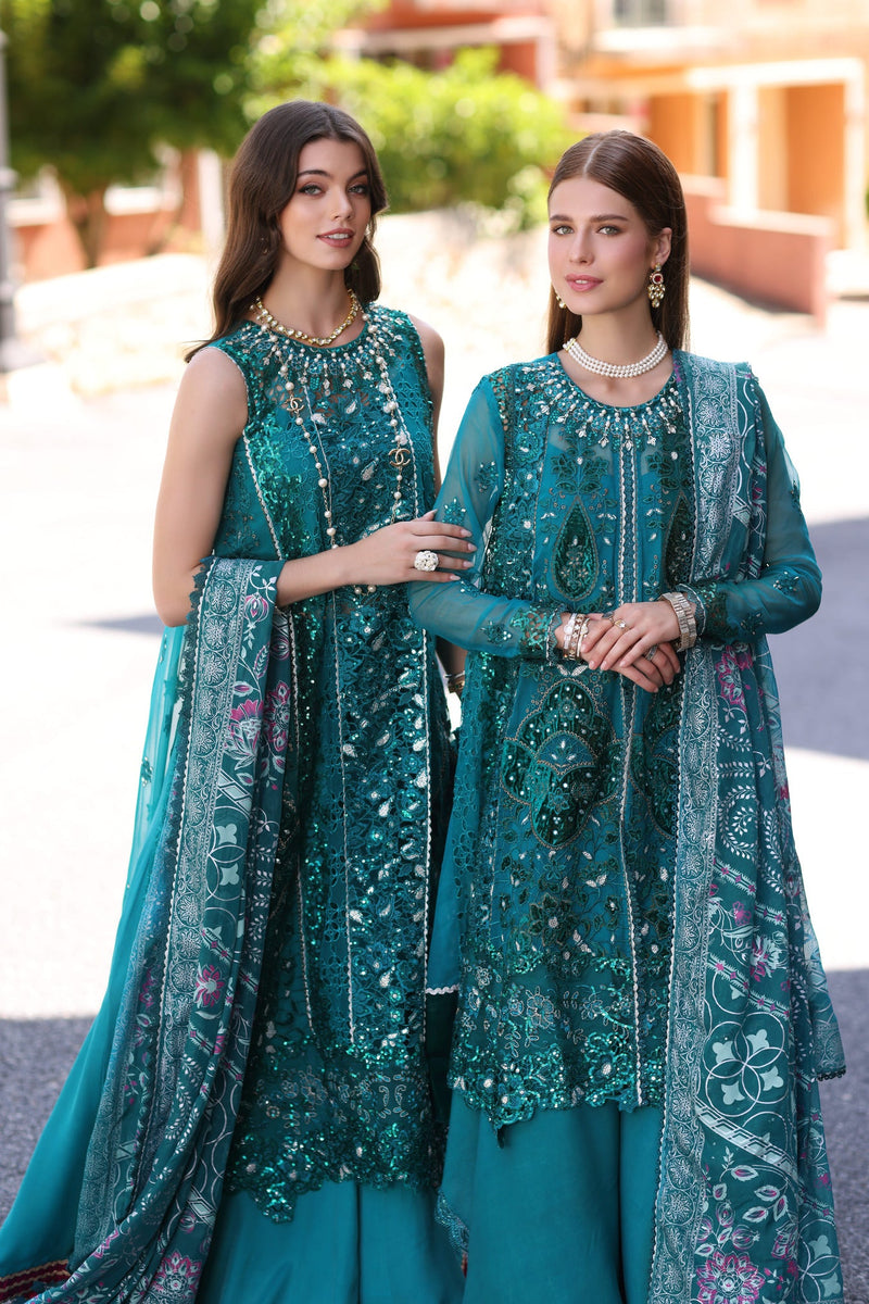 Noor by Saadia Asad D8-Zarish Teal Chiffon Pakistani Suit | 2023 Formal ...