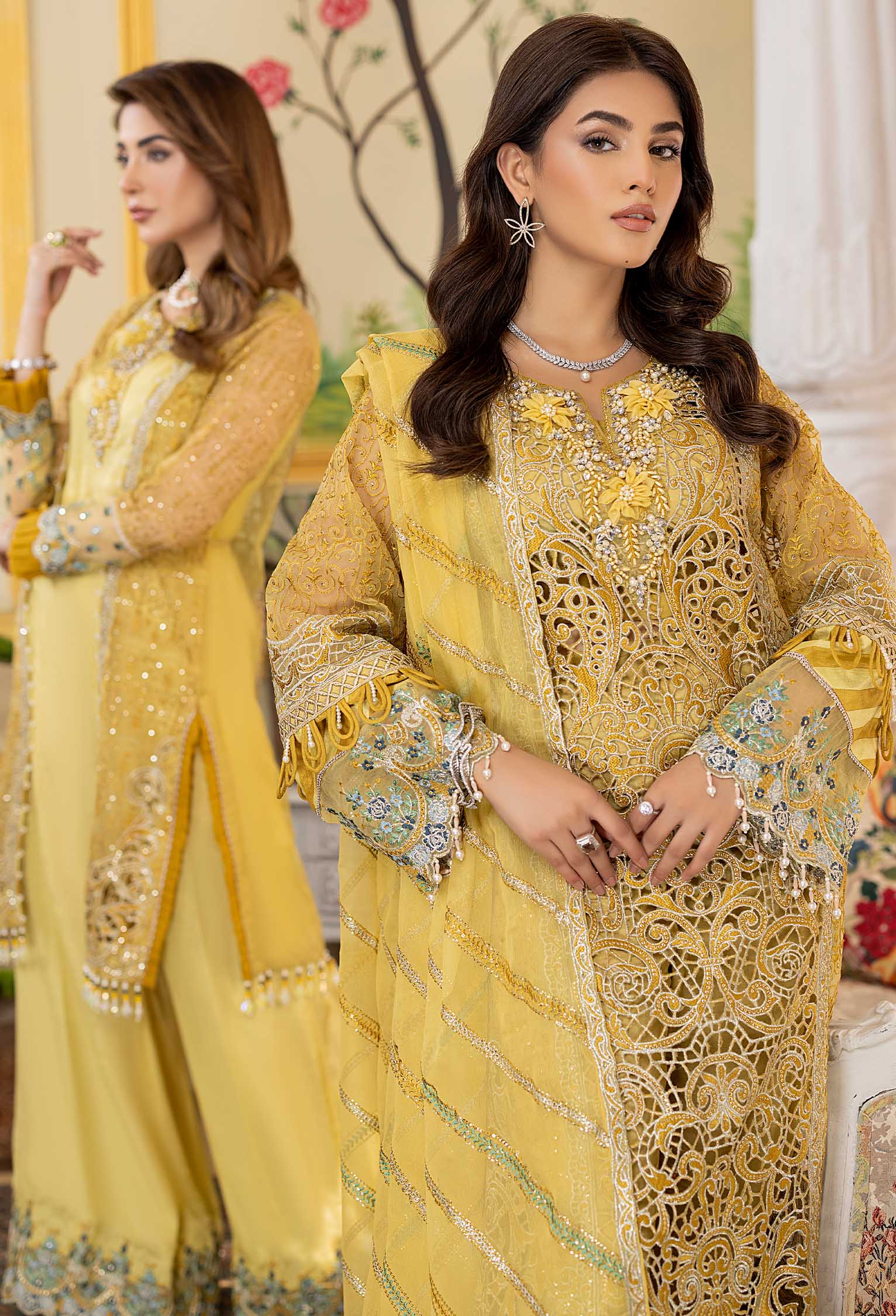 Adan's Libas Restic Affairs Embroidered Organza Collection – Crystal L – YourLibaas