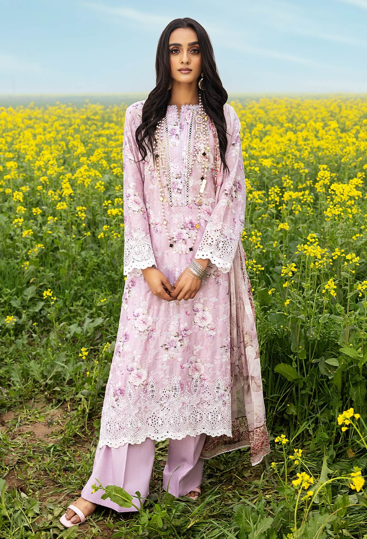 Adan's Libas D-01: Pink Pakistani Lawn Suit | Spring/Summer Collection 2023 – YourLibaas