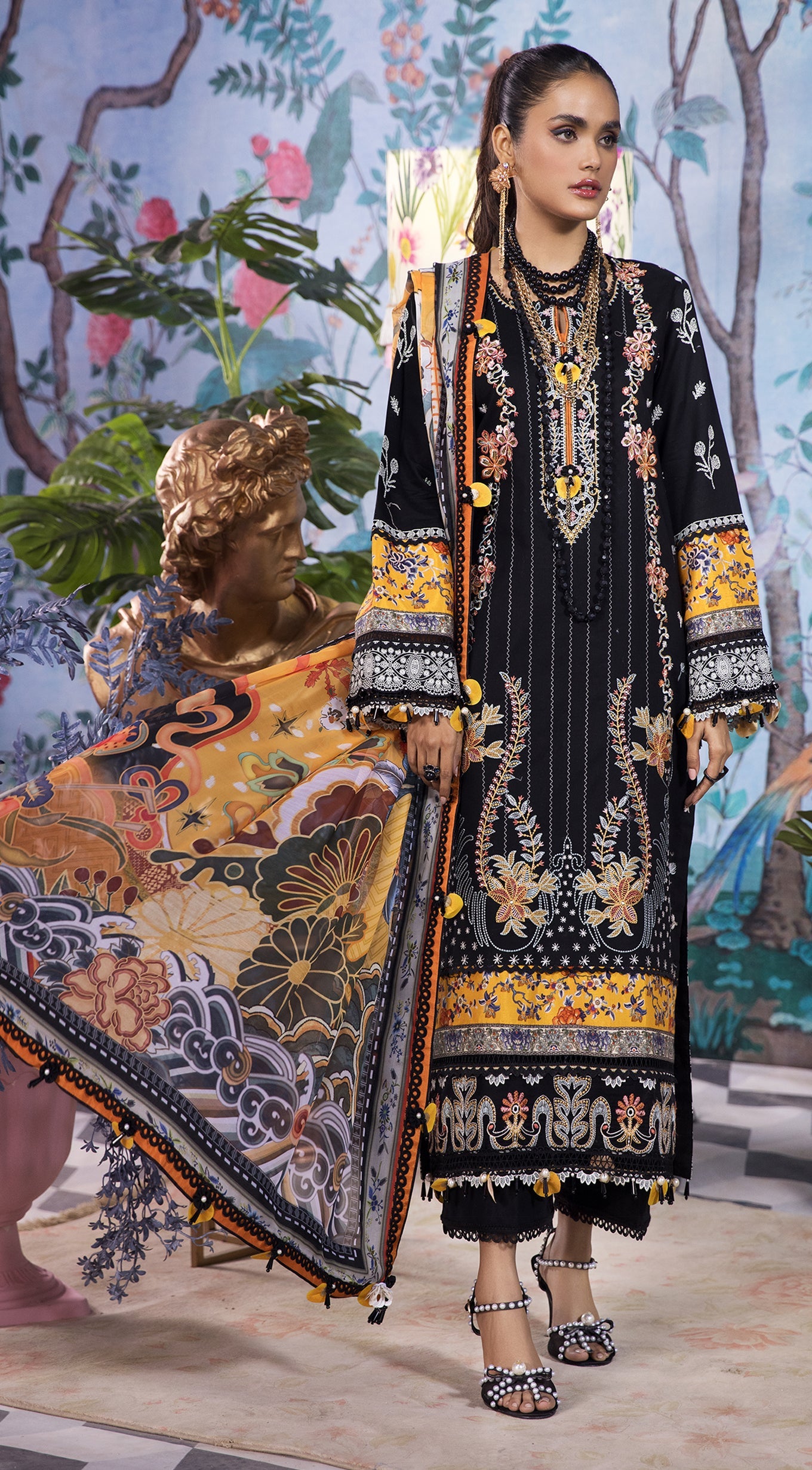 Anaya by Kiran Chaudhry EMILY Black Pakistani Lawn Suit | Viva Lawn ...