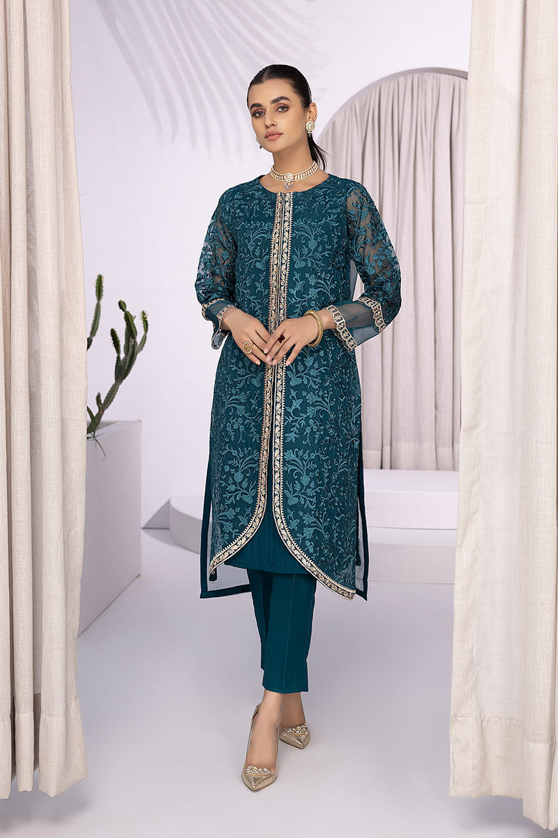 Azure Luxury Embroidered Formal Shirts – Glowing Fern – YourLibaas