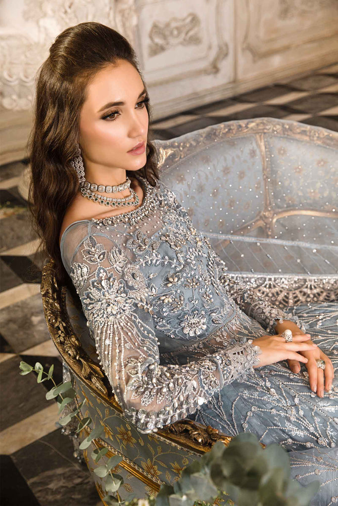 MARIA.B MBroidered Luxury Wedding Formals – Ice Blue BD-2702 – YourLibaas