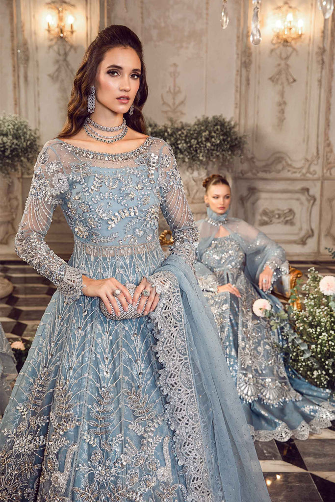 MARIA.B MBroidered Luxury Wedding Formals – Ice Blue BD-2702 – YourLibaas