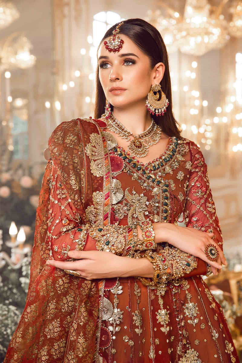 MARIA.B MBroidered Luxury Wedding Formals – Maroon BD-2705 – YourLibaas
