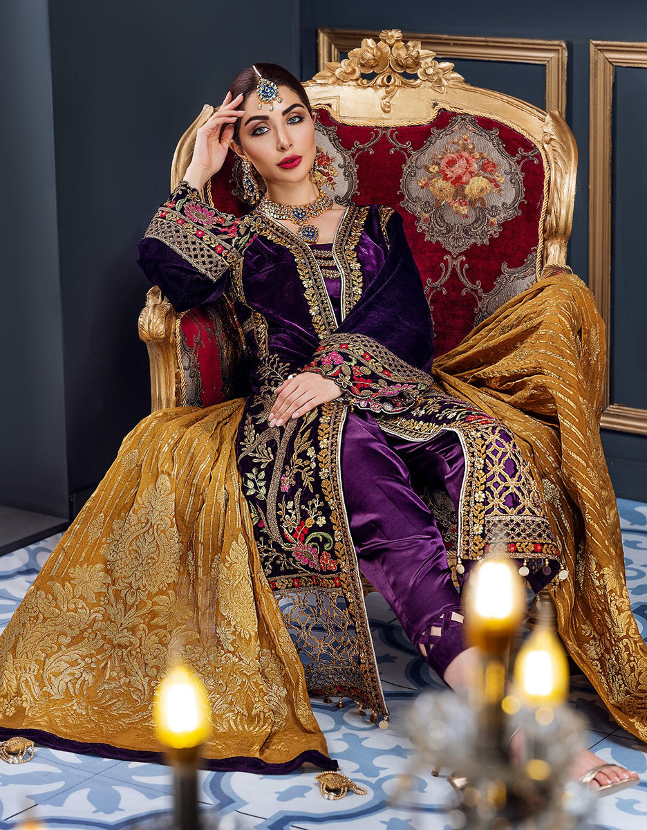Emaan Adeel Makhmal Luxury Velvet Collection – Sheer magenta (MKH 6 ...