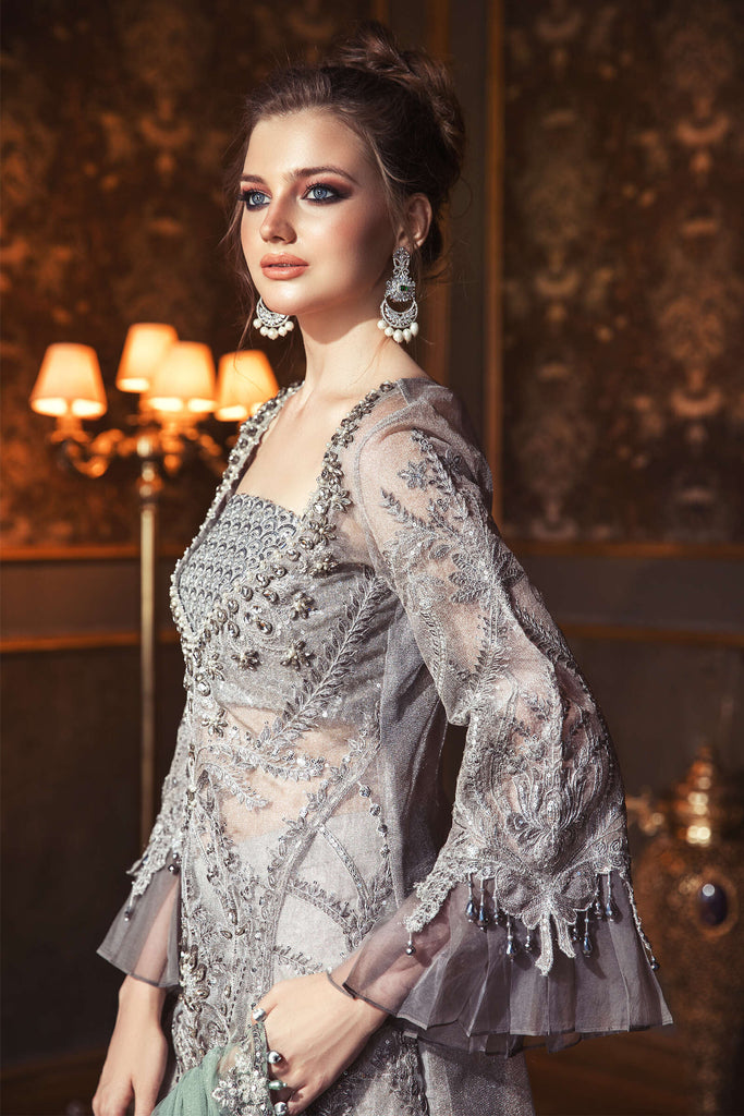 MARIA.B MBROIDERED Wedding Edition – Silver Grey (BD-2005) – YourLibaas