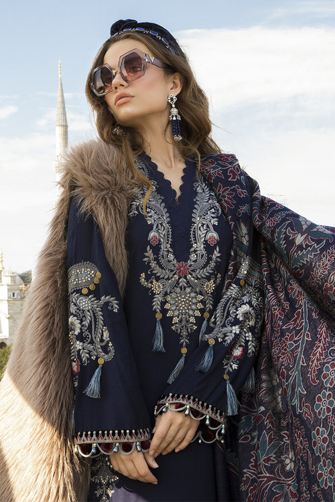 MARIA.B Linen Winter Collection 2020 – DL-811-Navy Blue – YourLibaas