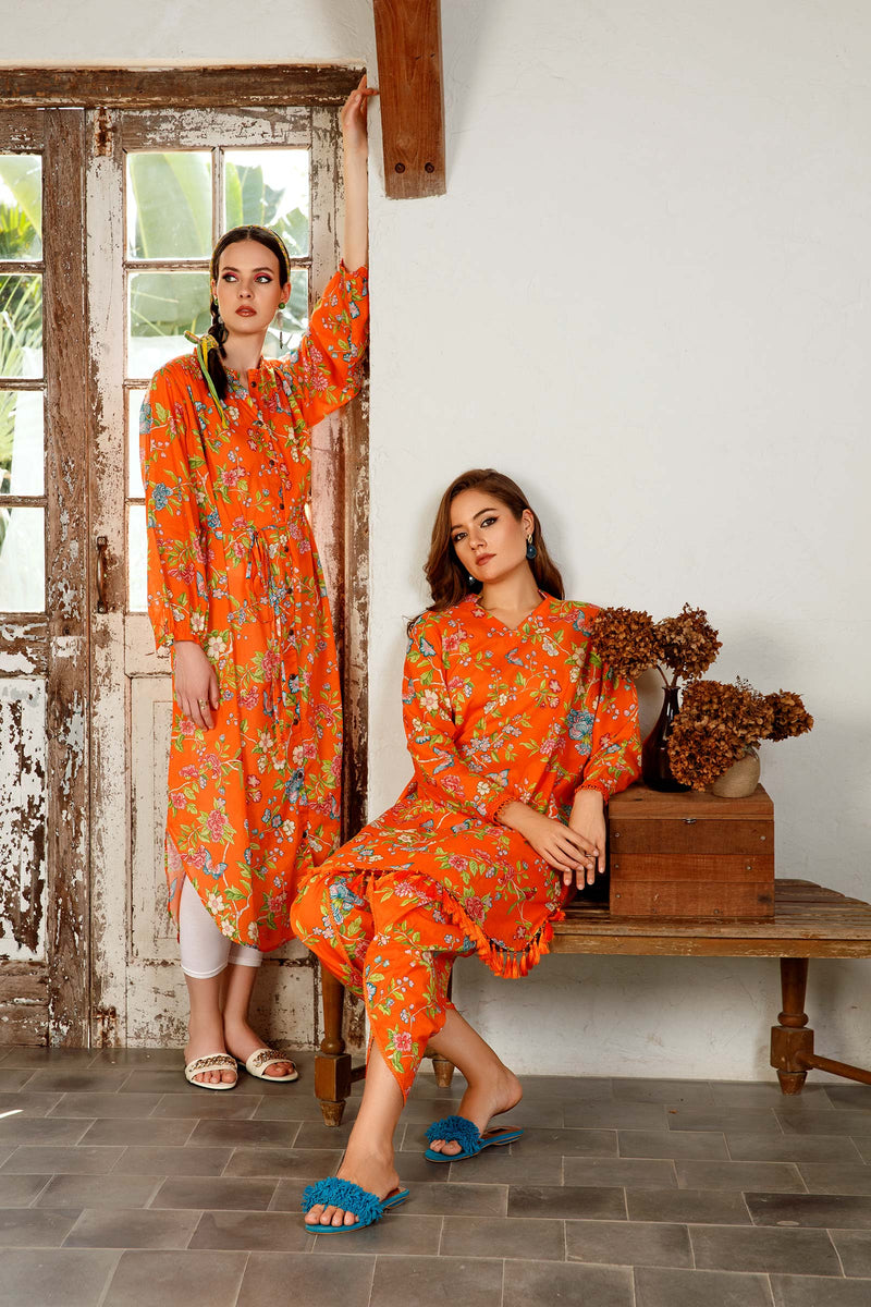 MARIA.B MBasics Lawn Collection – Orange MB-US23-101-A – YourLibaas